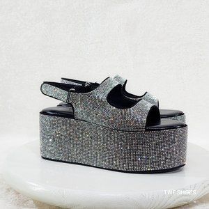 Cape Robbin | Shoes | Oh Yeah 3 Flatform Platform Silver Rhinestone ...